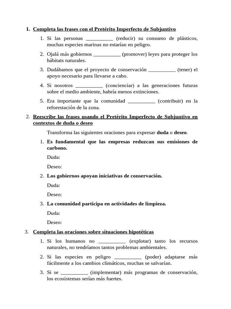 Formas de Imperfecto Tarea | PDF