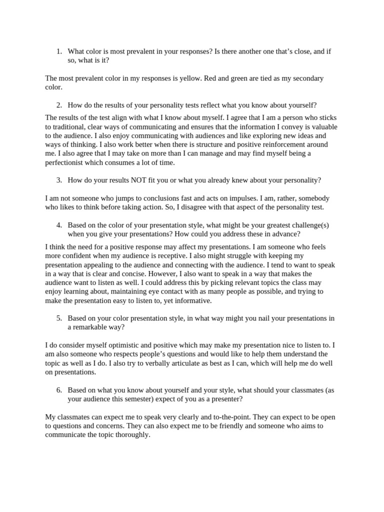 Presentation Style Self-Analysis | PDF | Cognition | Behavioural Sciences