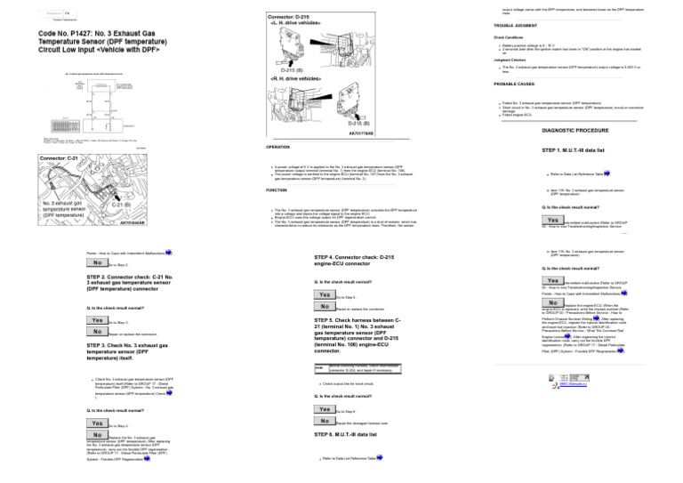 P1427 DPF Temperature Sensor Diagnosis | PDF | Computer Engineering ...
