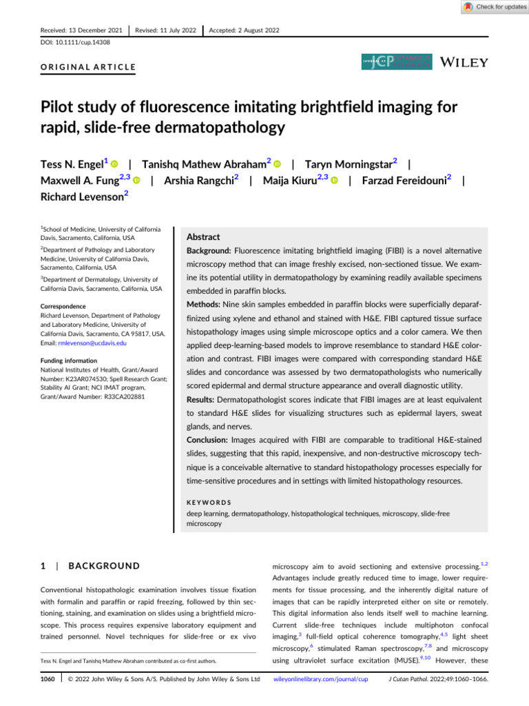 J Cutan Pathol - 2022 - Engel - Pilot Study of Fluorescence Imitating ...