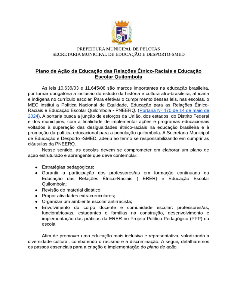 Plano de Ação - Erer-Quilombola | PDF | Pedagogia | Sociologia da Raça ...