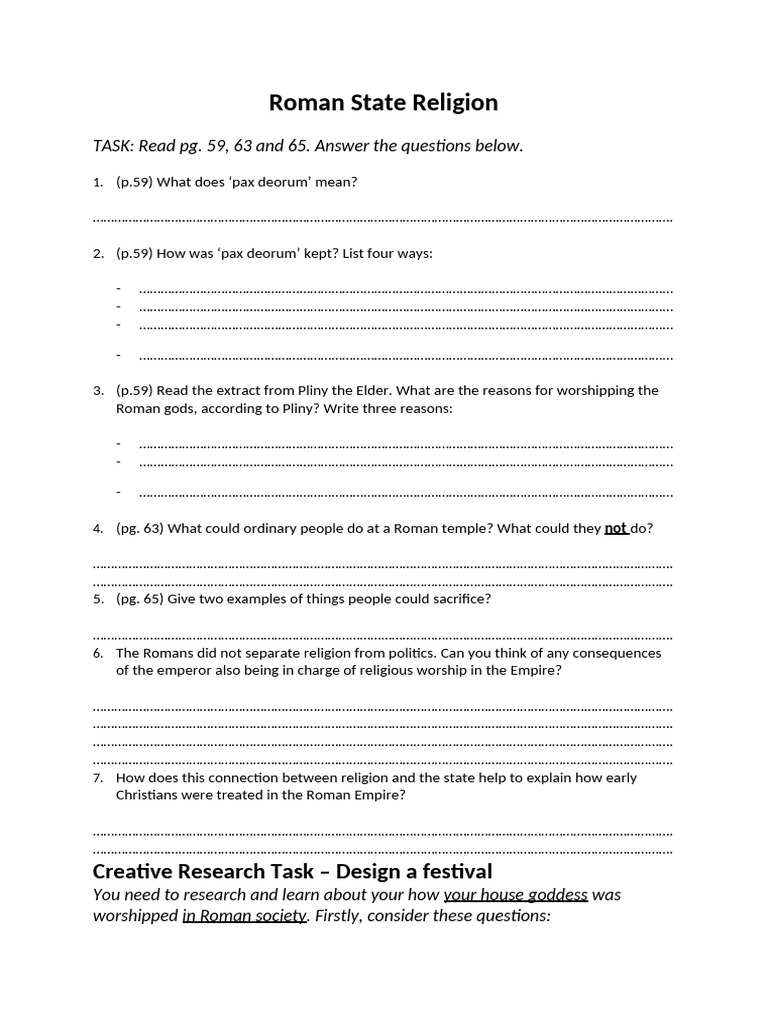 Naisha Dubey - Chapter 4 Lesson 5 Roman Religion COVER LESSON | PDF ...