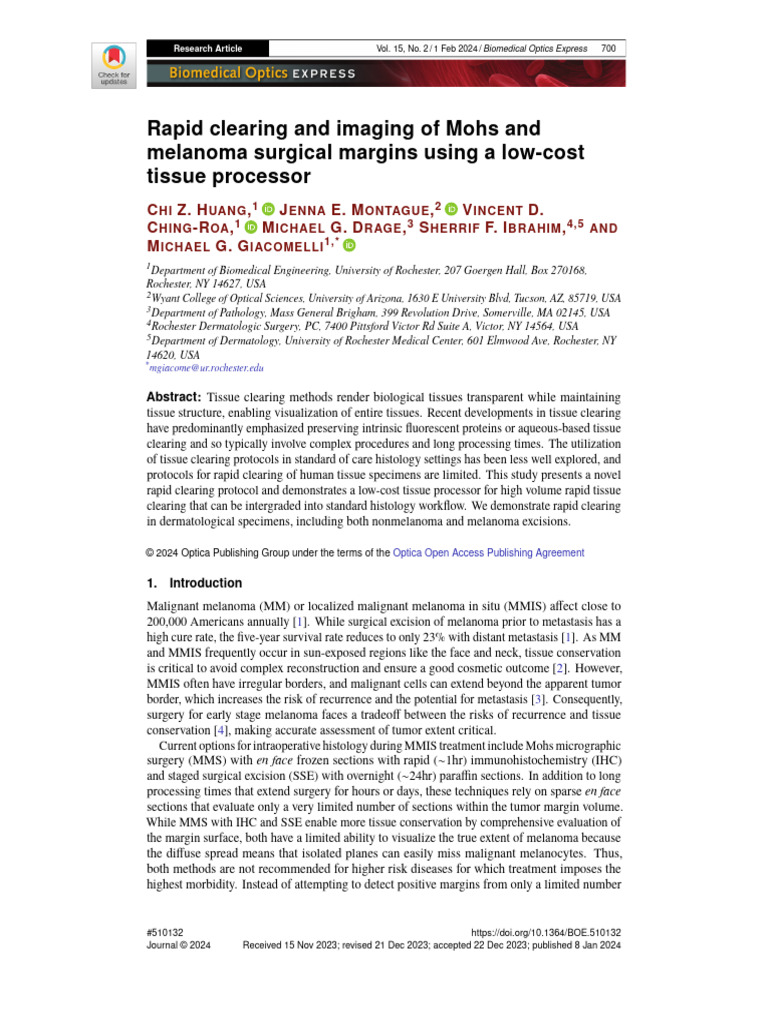 Rapid clearing and imaging of Mohs and melanoma surgical margins using ...