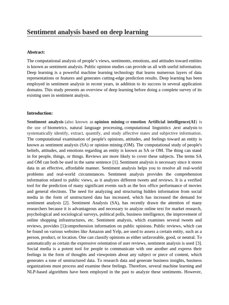 My Review On Sentiment Analysis | PDF | Deep Learning | Machine Learning