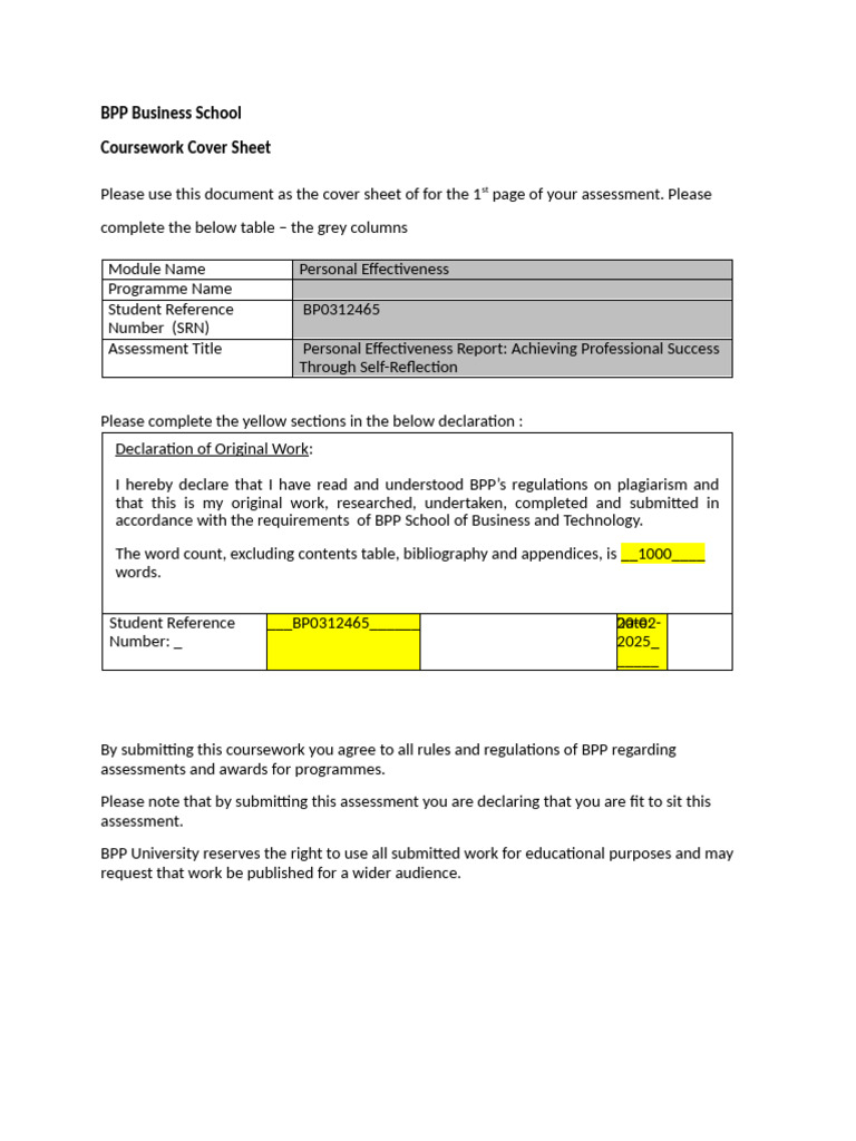 Personal Effectiveness Doc1 | PDF | Reflective Practice | Decision Making