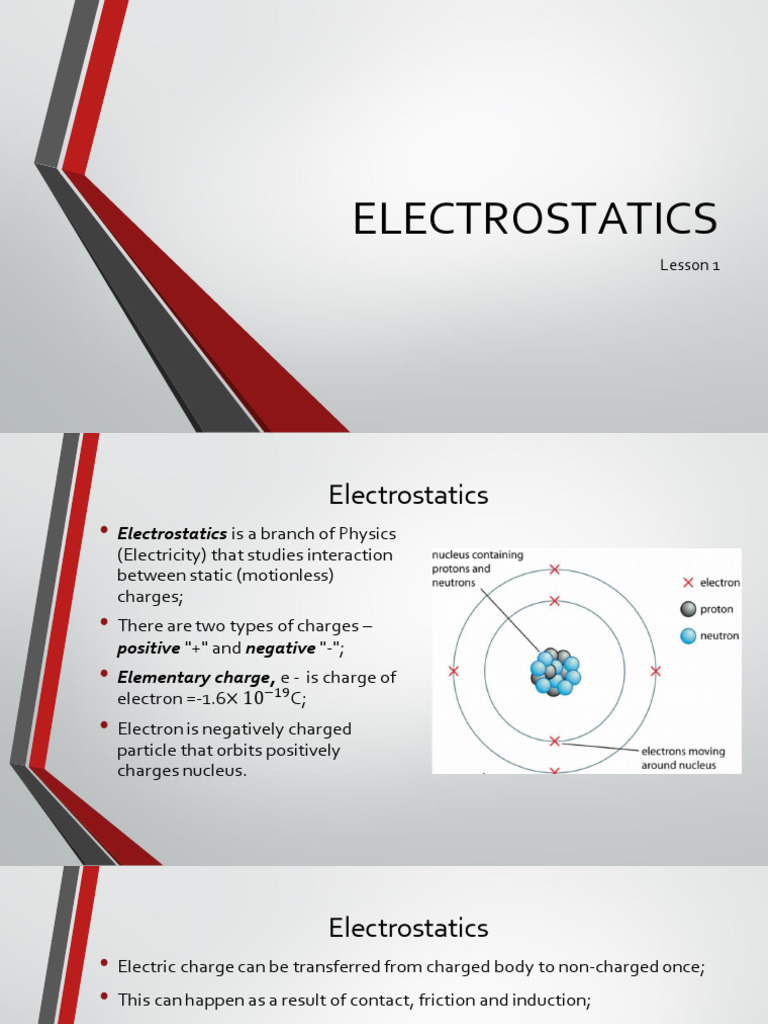Lesson 1 Electrostatics | PDF | Electric Charge | Voltage