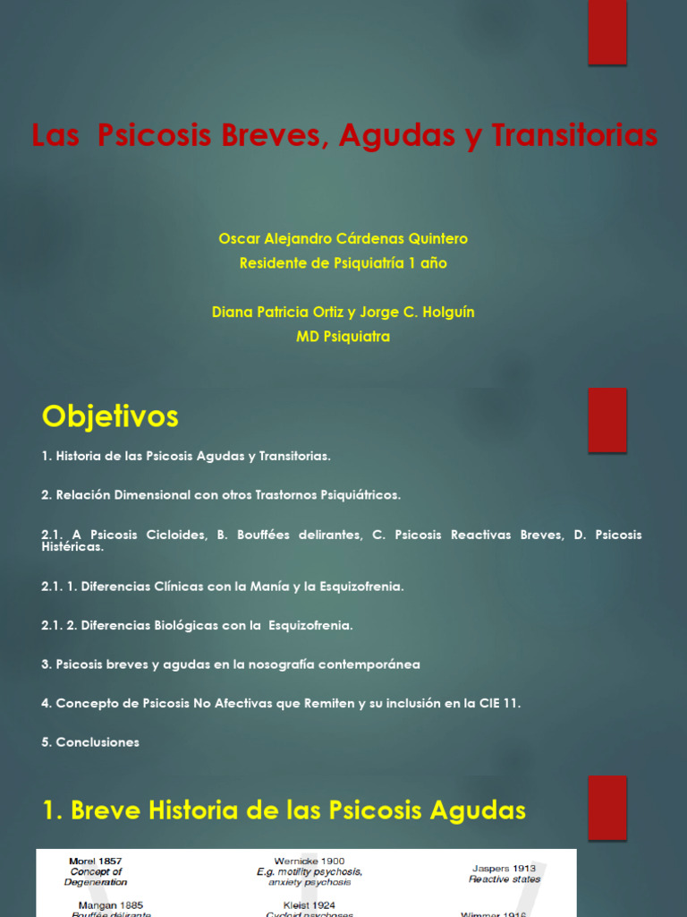 Presentación Psicosis Agudas Breves y Transitorias | PDF | Psicosis ...