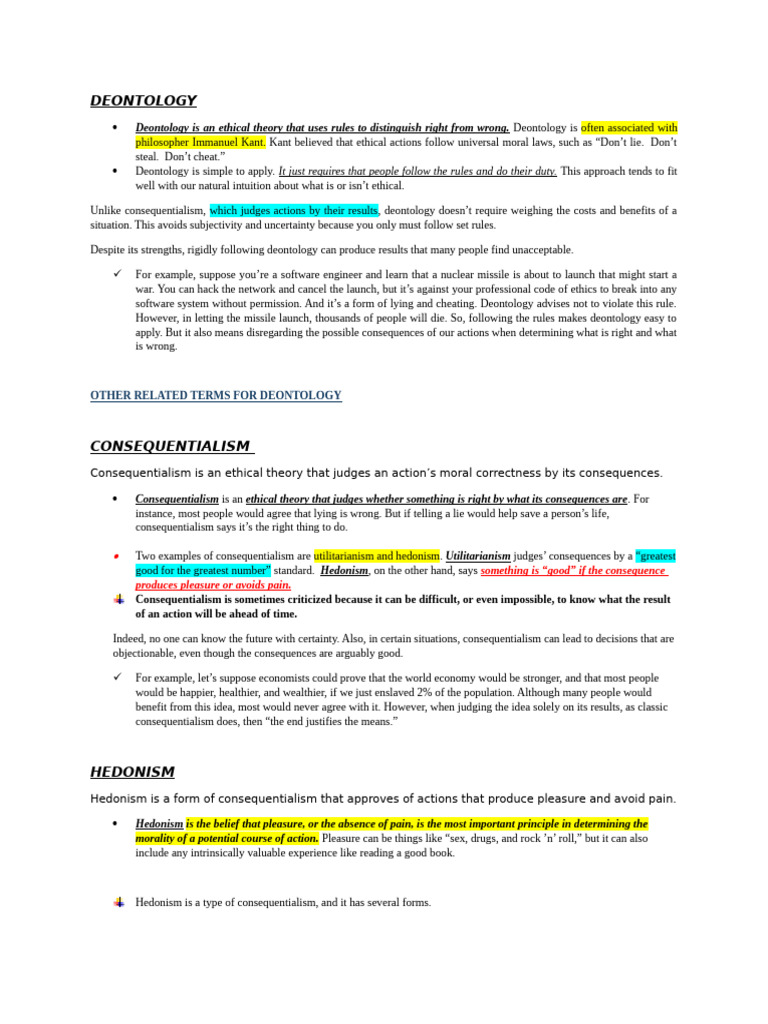 Understanding Deontology and Ethics | PDF | Morality | Hedonism
