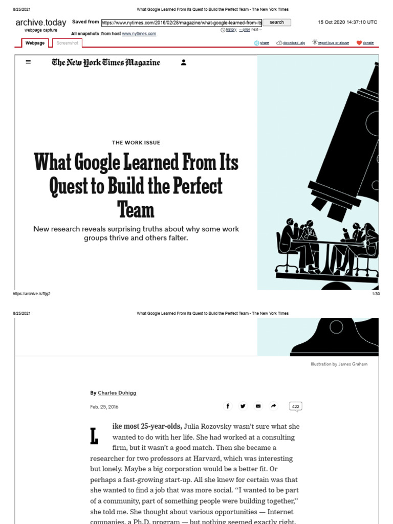 What Google Learned From Its Quest To Build The Perfect Team - The New ...