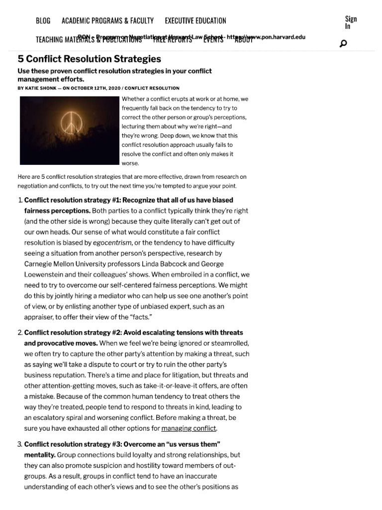 5 Conflict Resolution Strategies | PDF