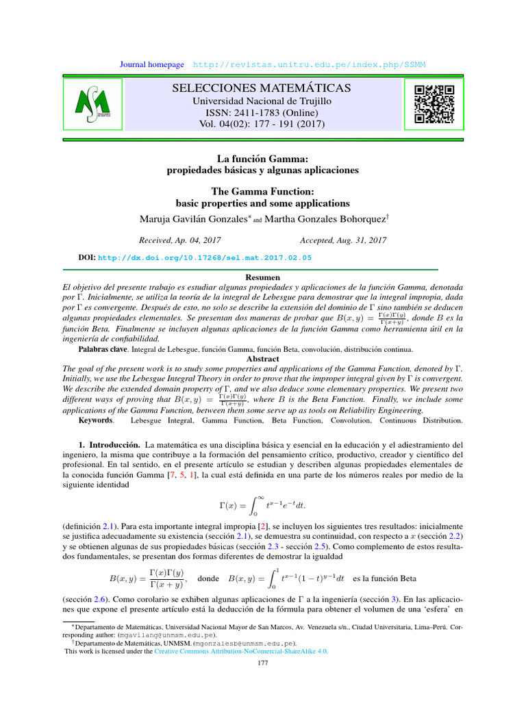 La Funcion Gamma | PDF | Integral | Transformada de Laplace