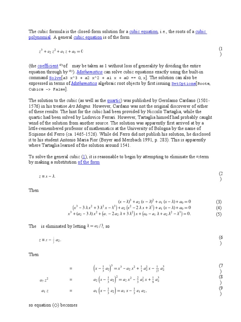 Cubic Formula | PDF | Quadratic Equation | Equations