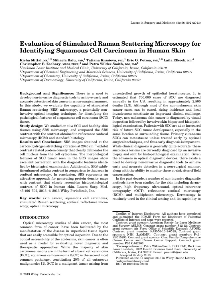 Lasers Surg Med - 2013 - Mittal - Evaluation of stimulated raman ...