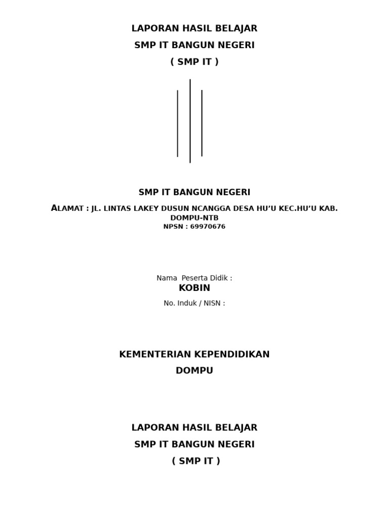 RAPOT KELAS 4 SM 1 | PDF