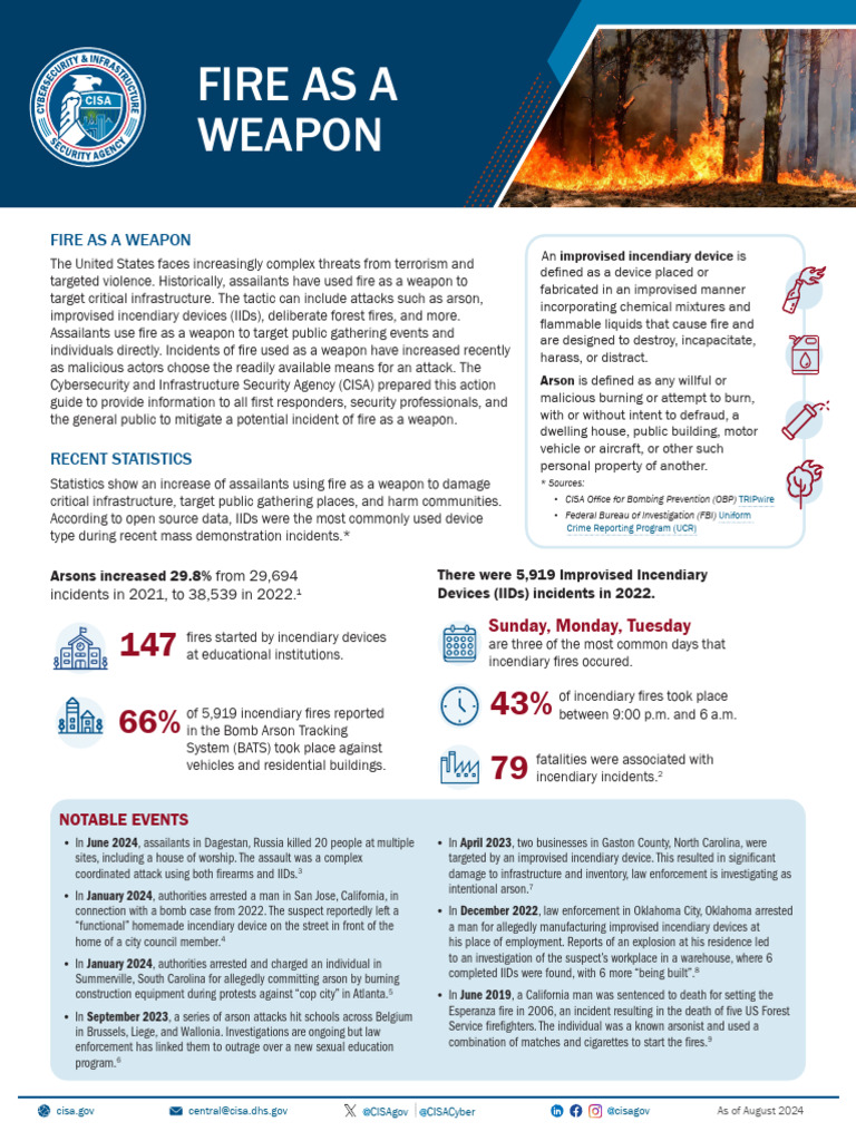 Fire As A Weapon-Guide 2024 | PDF | Arson | Crime & Violence