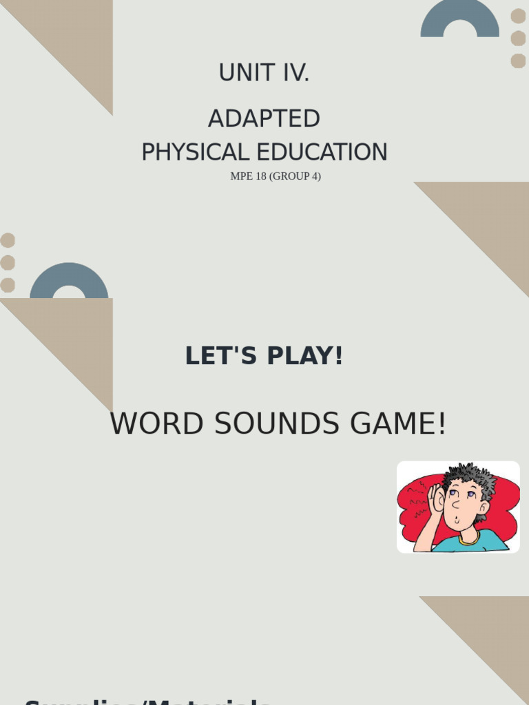 Mpe 18 Adapted Physical Education g4 | PDF | Special Education | Disability