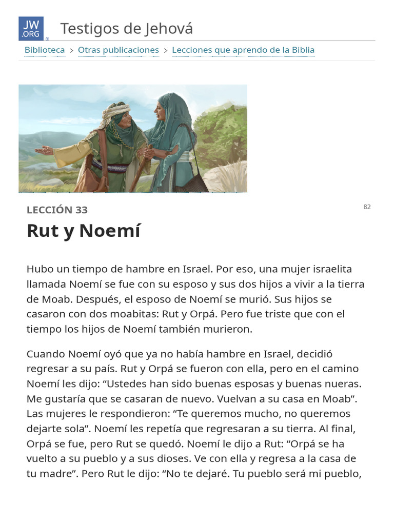 Rut y Noemí - Lecciones de La Biblia para Niños | PDF | Rut (figura ...