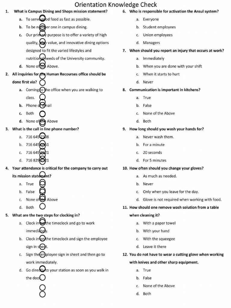 Orientation Quiz | PDF