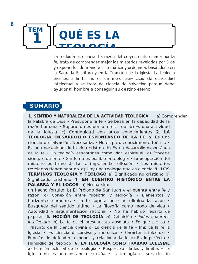 Qué es la teología: Definición y naturaleza | PDF | Teología | Fe