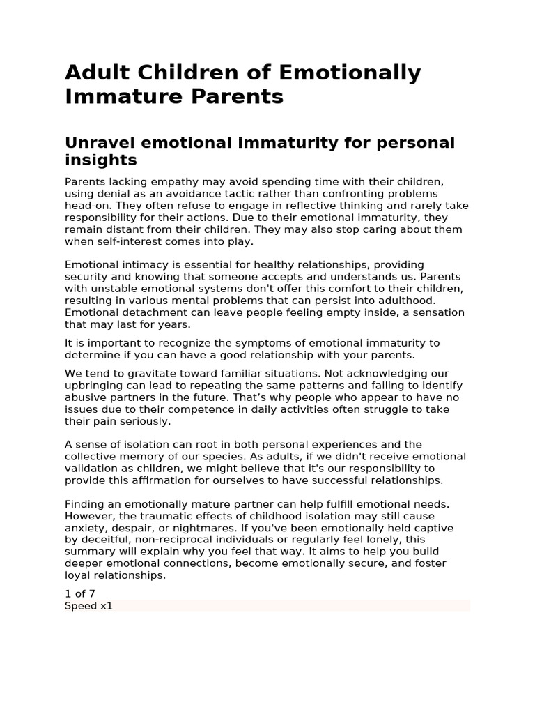 Adult Children of Emotionally Immature Parents | PDF | Psychological ...