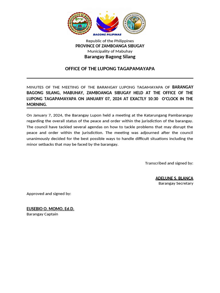 LUPON Meeting of Lupon | PDF | Government