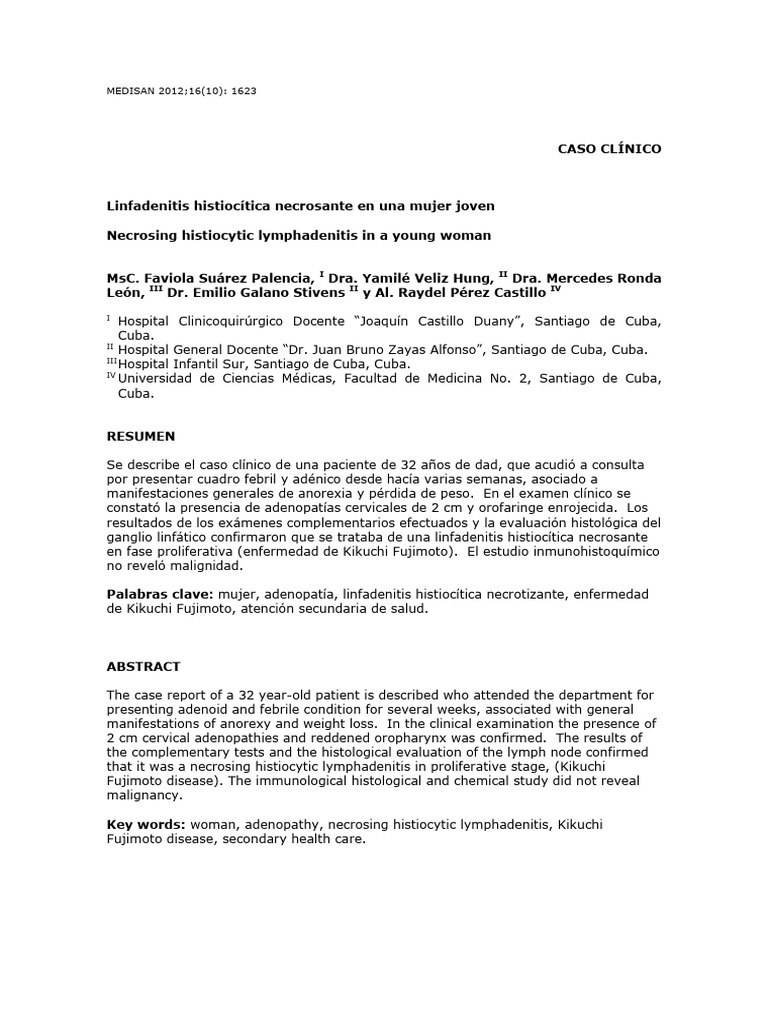 Linfadenitis en Una Mujer | PDF | Medicina CLINICA | Enfermedades y ...