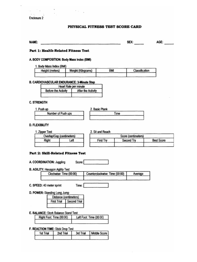 Fitness Test Form | PDF