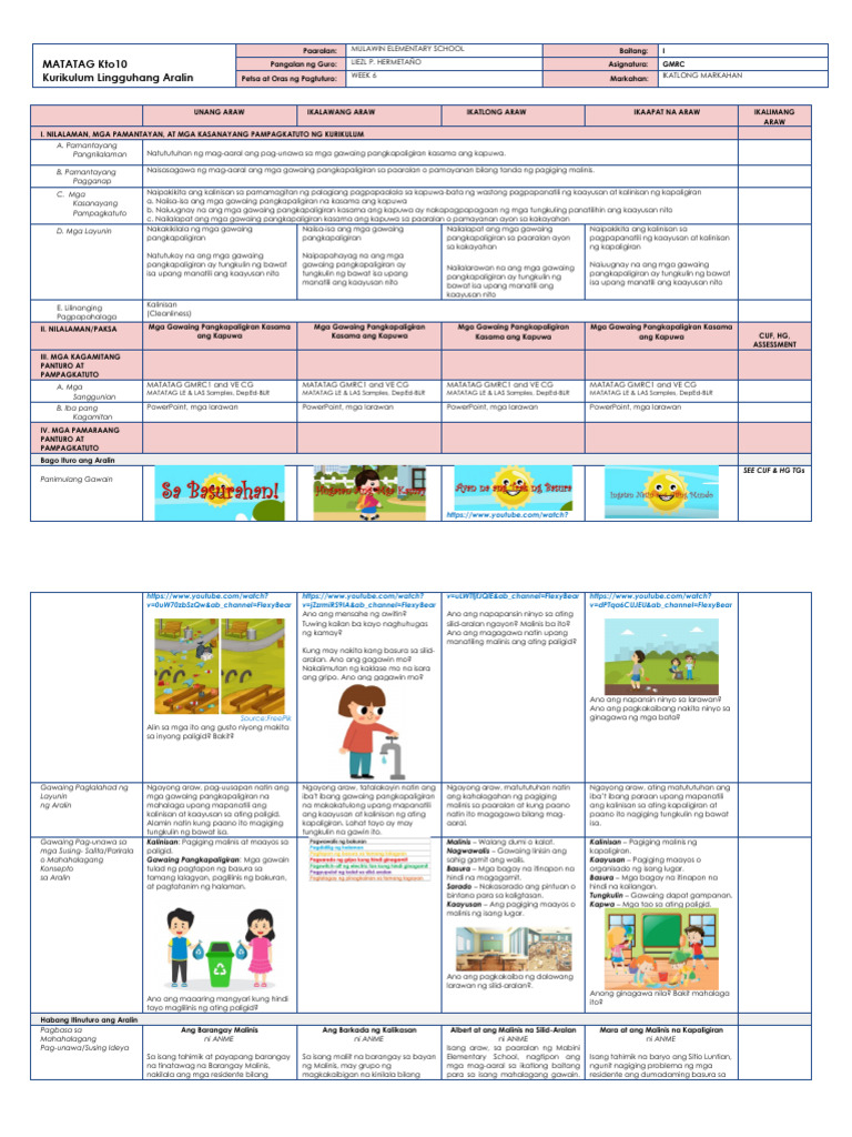 w6 q3 Gmrc1 Matatag DLL | PDF