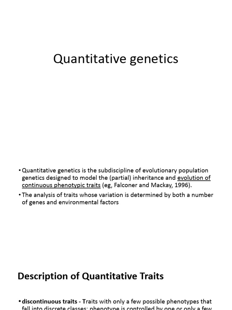 Understanding Quantitative Genetics | PDF