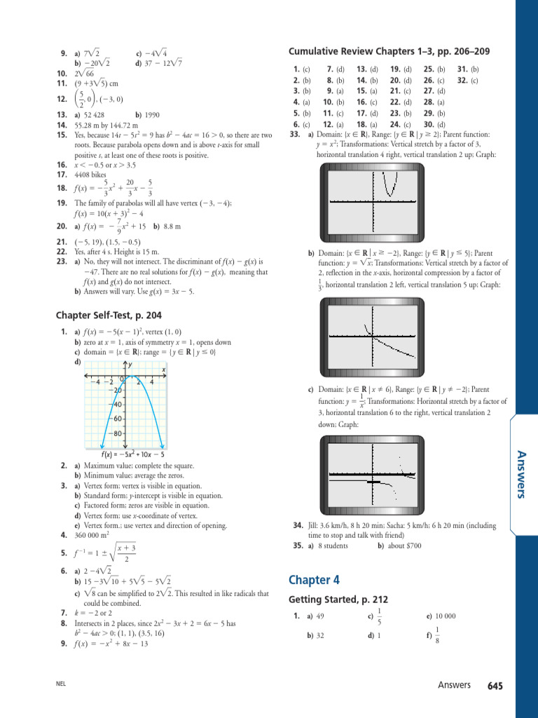 4B - Nelson Functions Ch. 4 Answers | PDF | Exponential Function ...