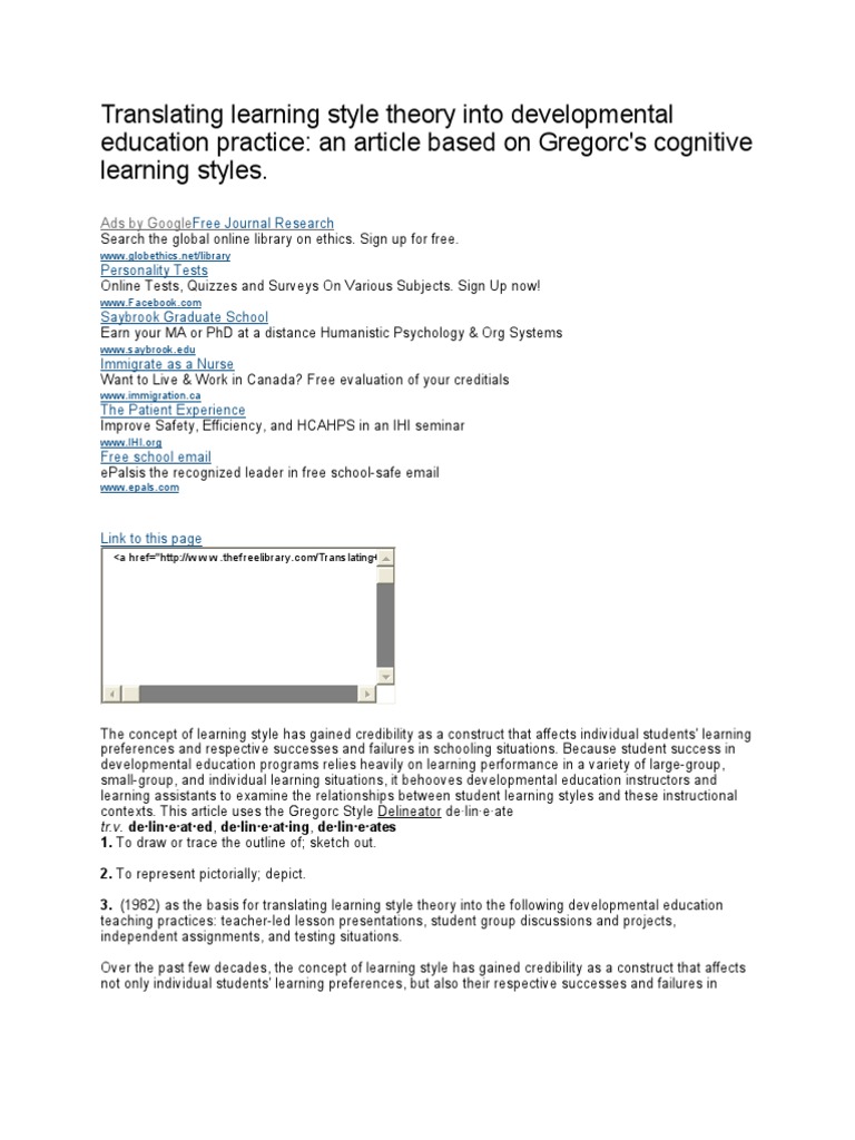 Gregoric Style | PDF | Learning Styles | Learning