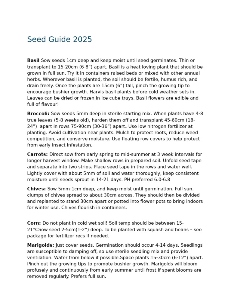 2025 Seed Sowing Guide | PDF | Seed | Sowing