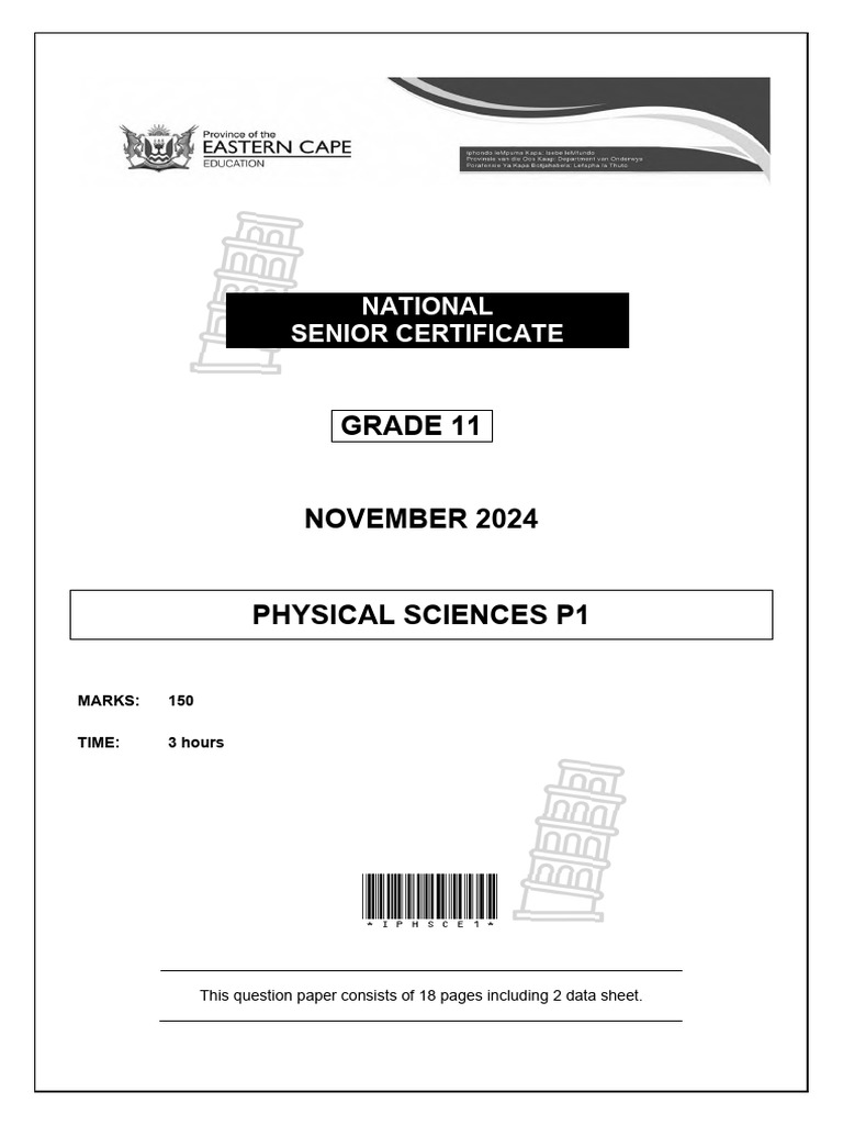 EC Physical Sciences Grade 11 November 2024 P1 and Memo | PDF | Force ...
