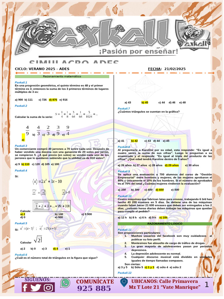 Simulacro Ades 3 | PDF | Gottfried Wilhelm Leibniz | Enseñanza de matemática