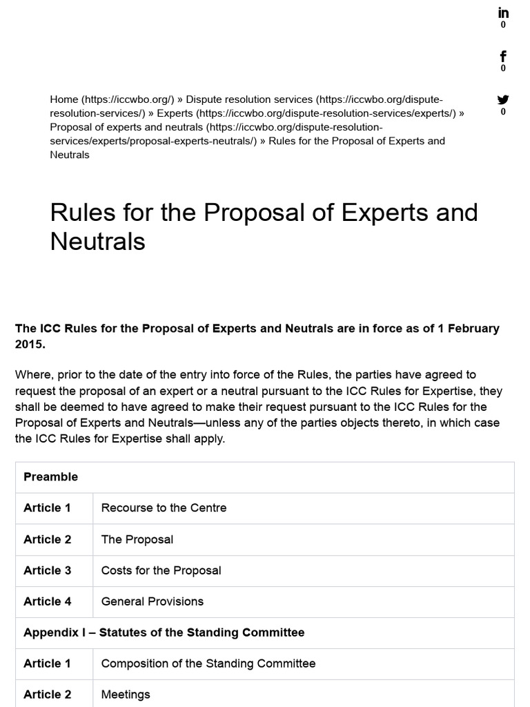 Rules For The Proposal of Experts and Neutrals - ICC - International ...