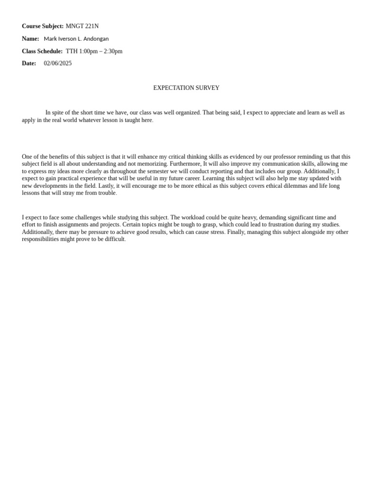 Codilla - Expectation Survey | PDF