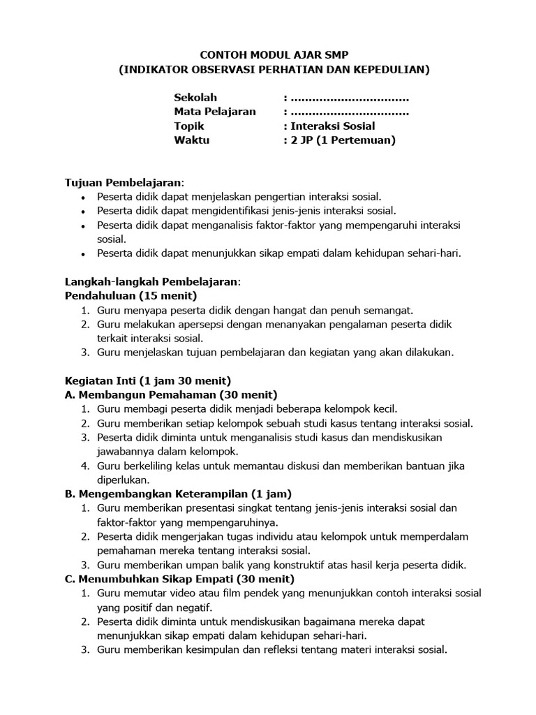 Contoh Modul Ajar SMP Tiktok | PDF