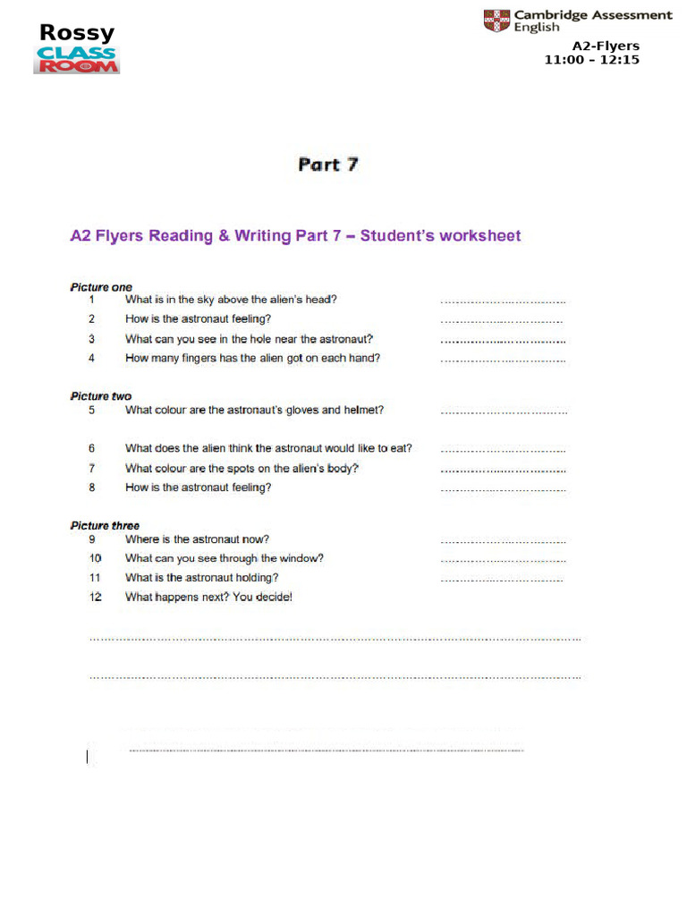 A2 Flyers: Rossy's Schedule | PDF