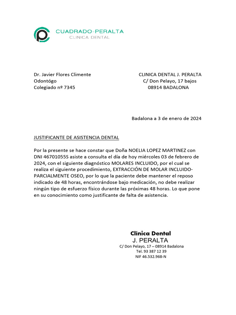 Justificante Dentista | PDF