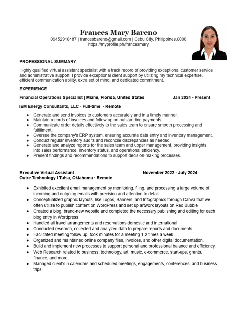 Updated Bareno_Resume | PDF | Proofreading | Computing