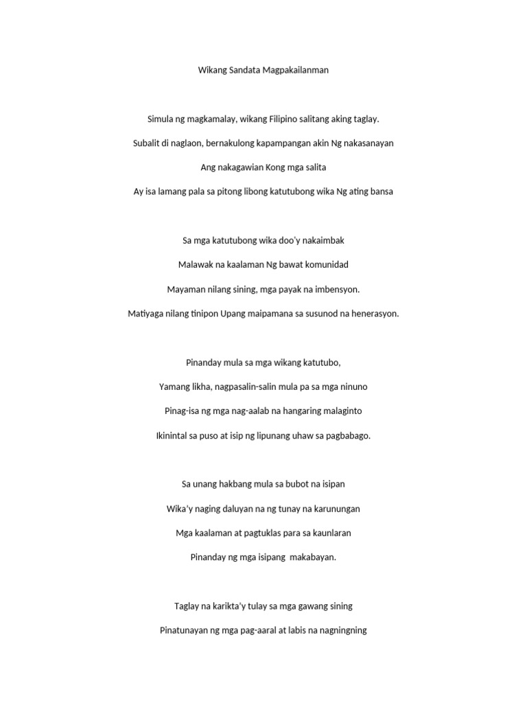 Wikang Sandata Magpakailanman | PDF