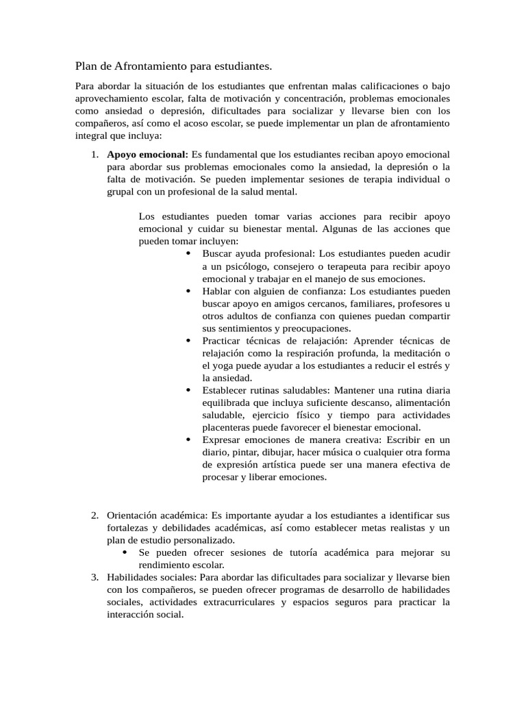 Afrontamiento para Estiudiantes | PDF | Las emociones | Ansiedad