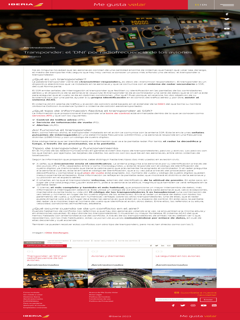 ¿Qué Es El Transponder y Cómo Funciona? | PDF | Aviación | Radar