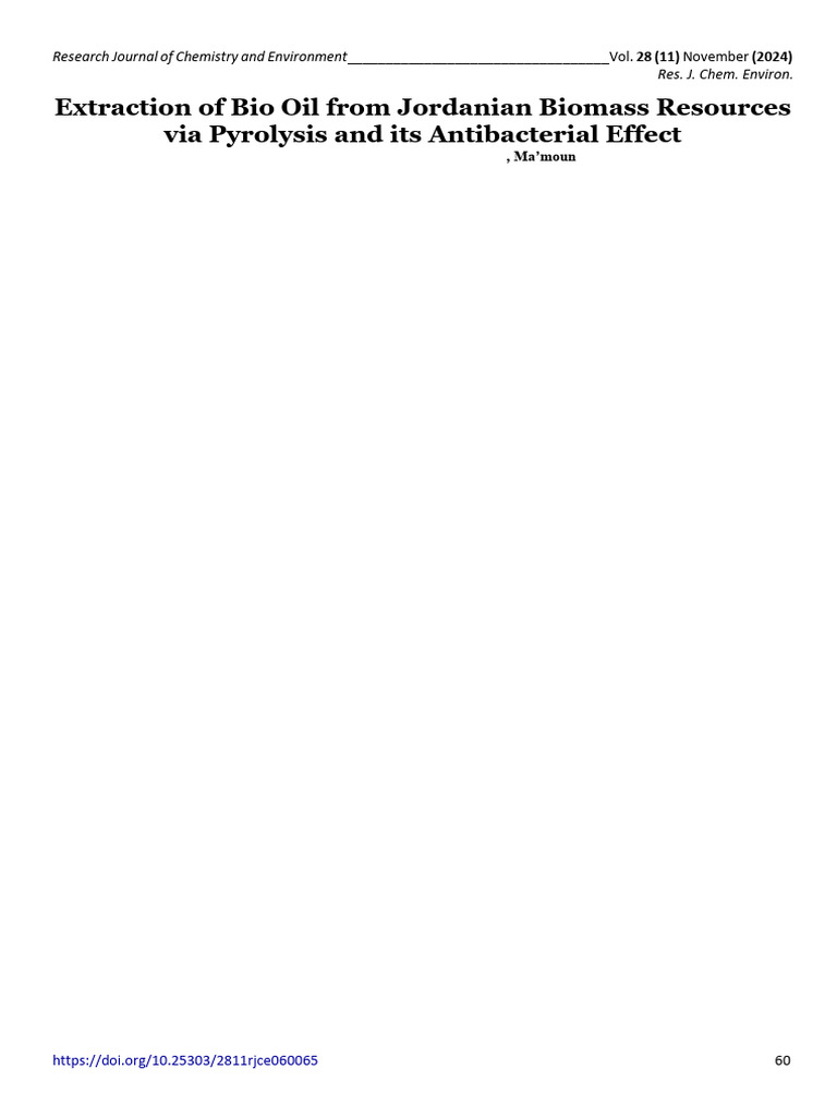 Extraction of Bio Oil From Jordanian Biomass Resources | PDF | Pyrolysis