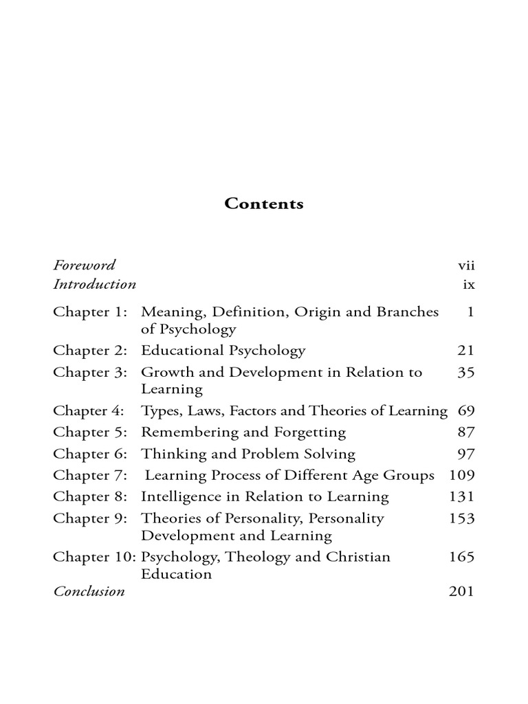 A Concise Textbook of Educational Psychology-ToC | PDF