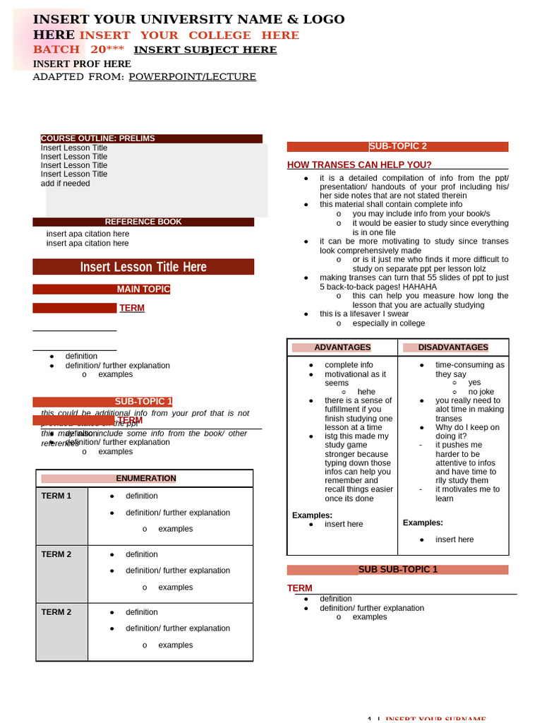Transes Template by Rehina A | PDF