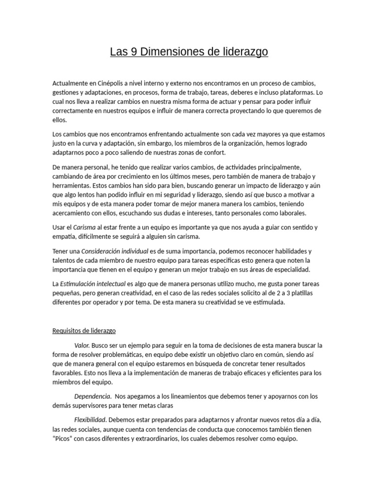 Las 9 Dimensiones de Liderazgo | PDF | Liderazgo | Creatividad