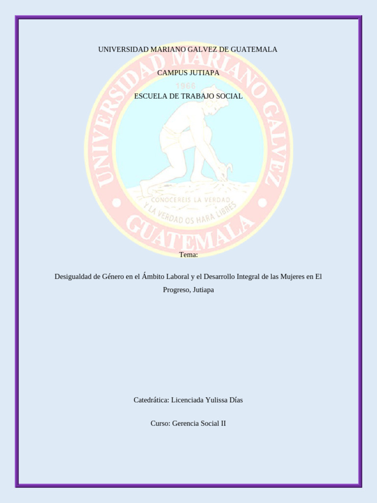 Proyecto Final Licda Yuli 2024 | PDF | Igualdad de género | Estudios de género