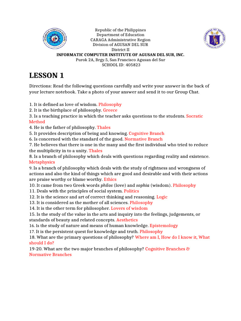 Lesson 1 Activity | PDF