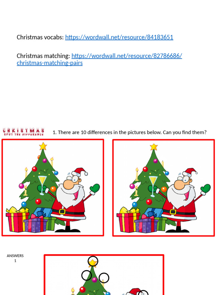 Christmas Vocabulary Matching Game | PDF